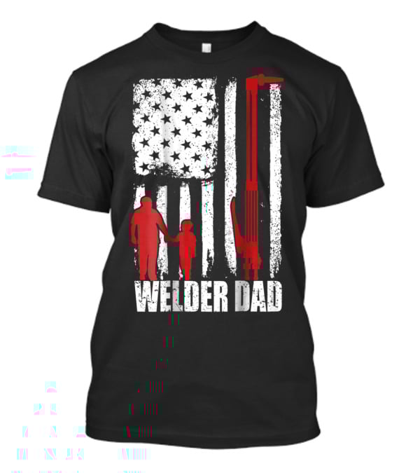 Welder Dad American Flag Grunge T-Shirt