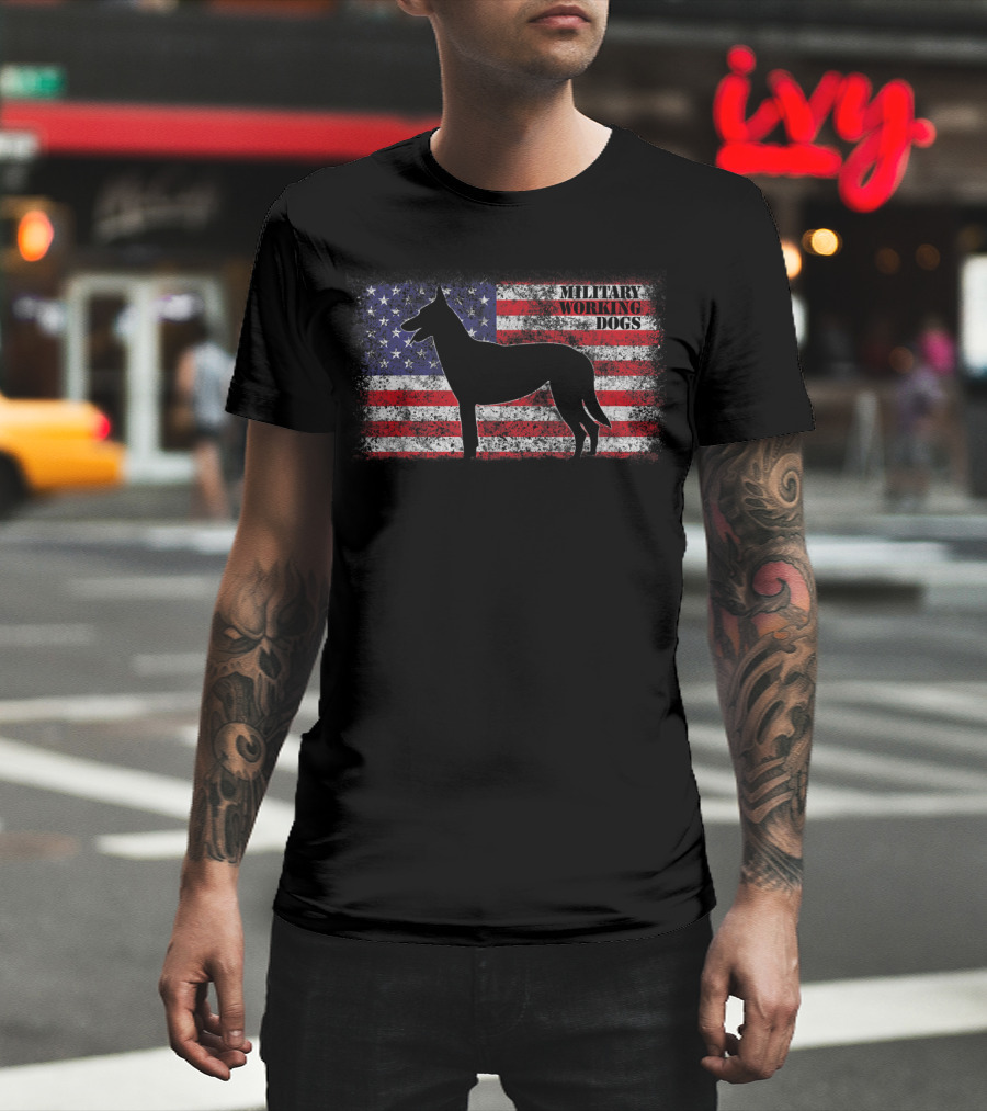 Military Working Dogs American Flag K9 Handler T-Shirt