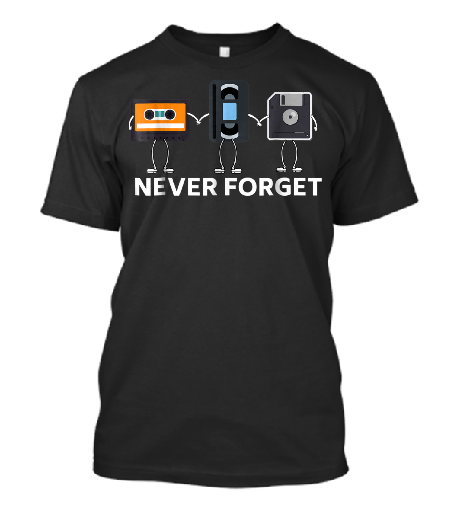 Never Forget Cassette VHS Tape And Floppy Disk Nostalgia T-Shirt