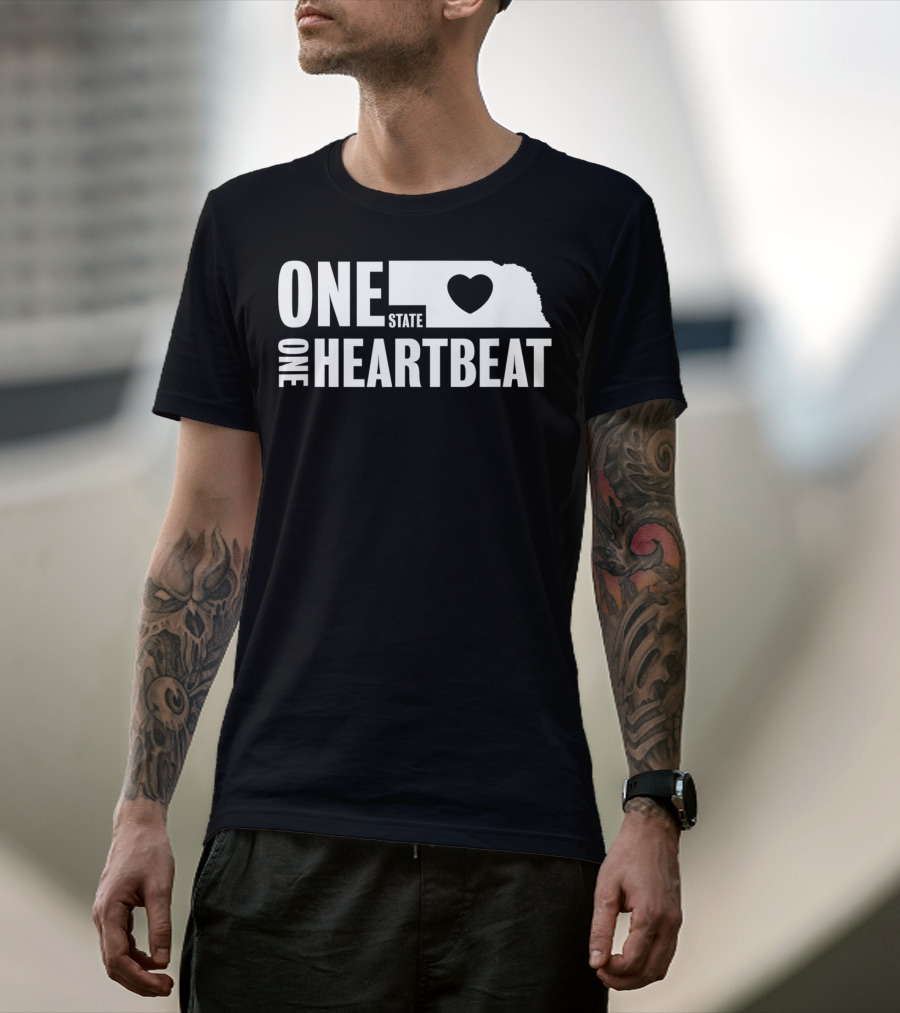 Nebraska One State One Heartbeat Map Heart T-Shirt