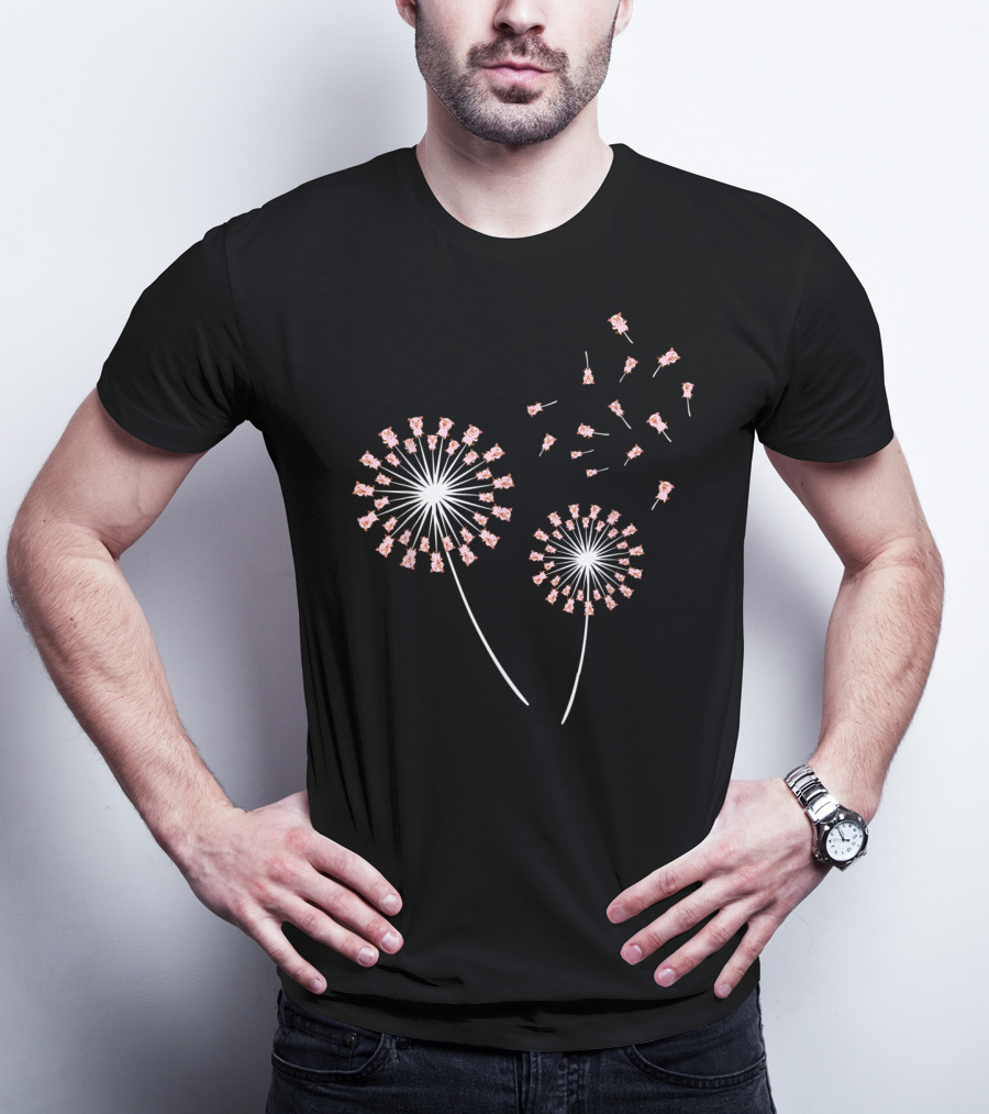 Pig Dandelion Blossoms Transforming With Whimsical Breeze T-Shirt