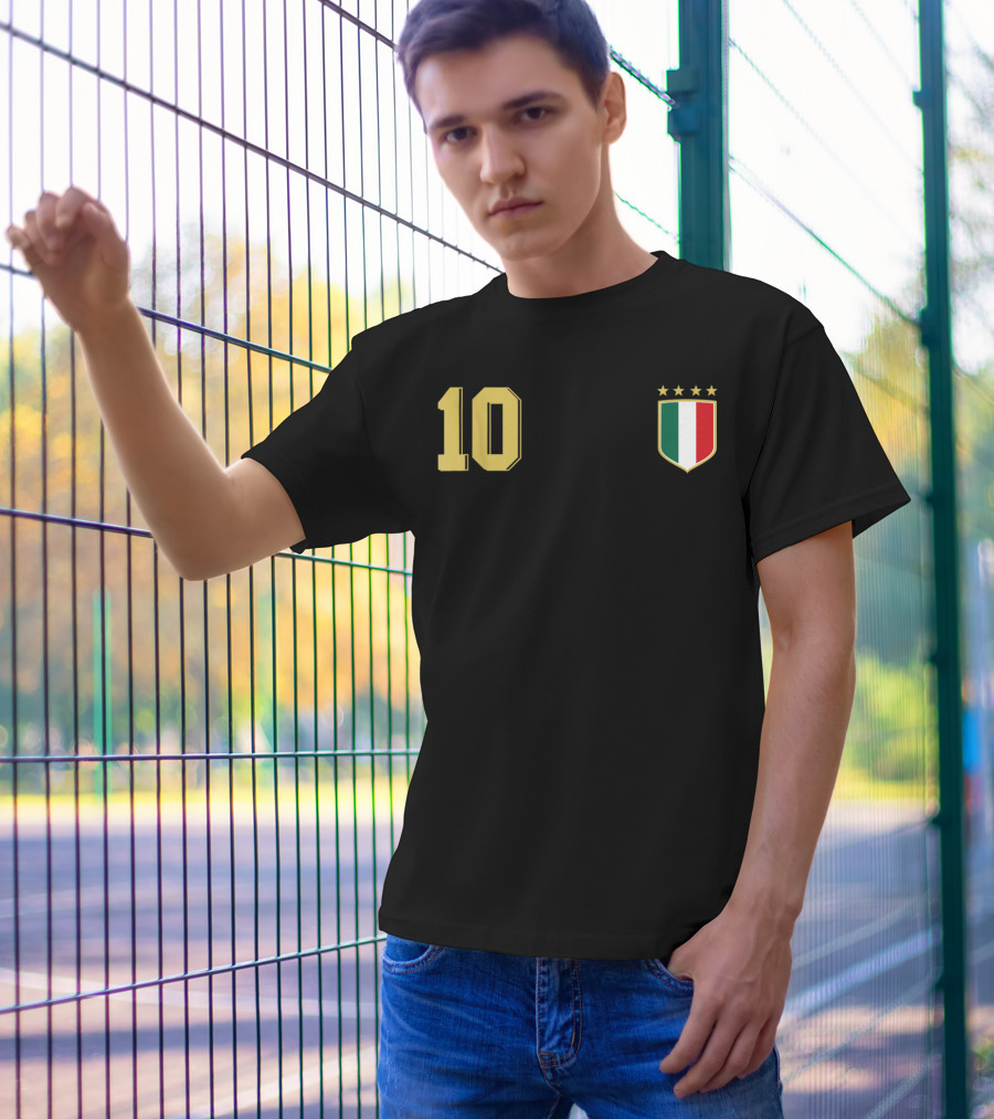 Italia Retro Soccer Jersey Italy Football 10 Crest Stars T-Shirt