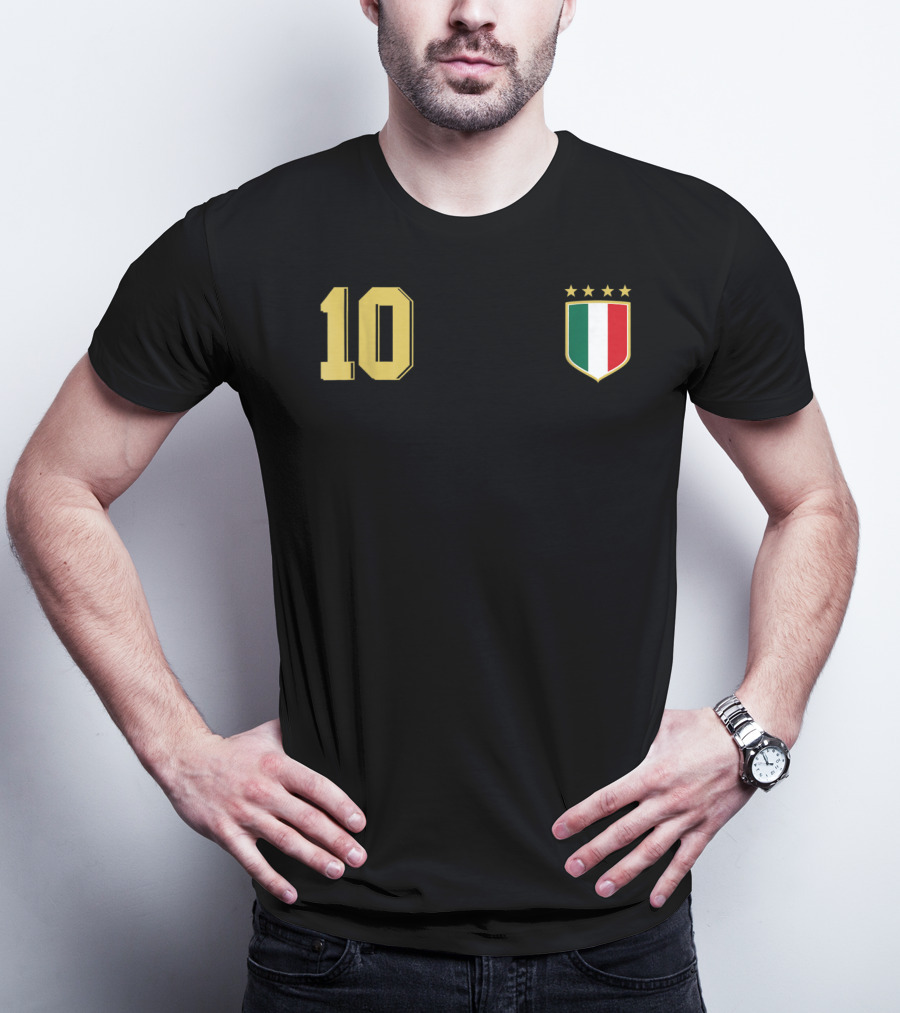 Italia Retro Soccer Jersey Italy Football 10 Crest Stars T-Shirt