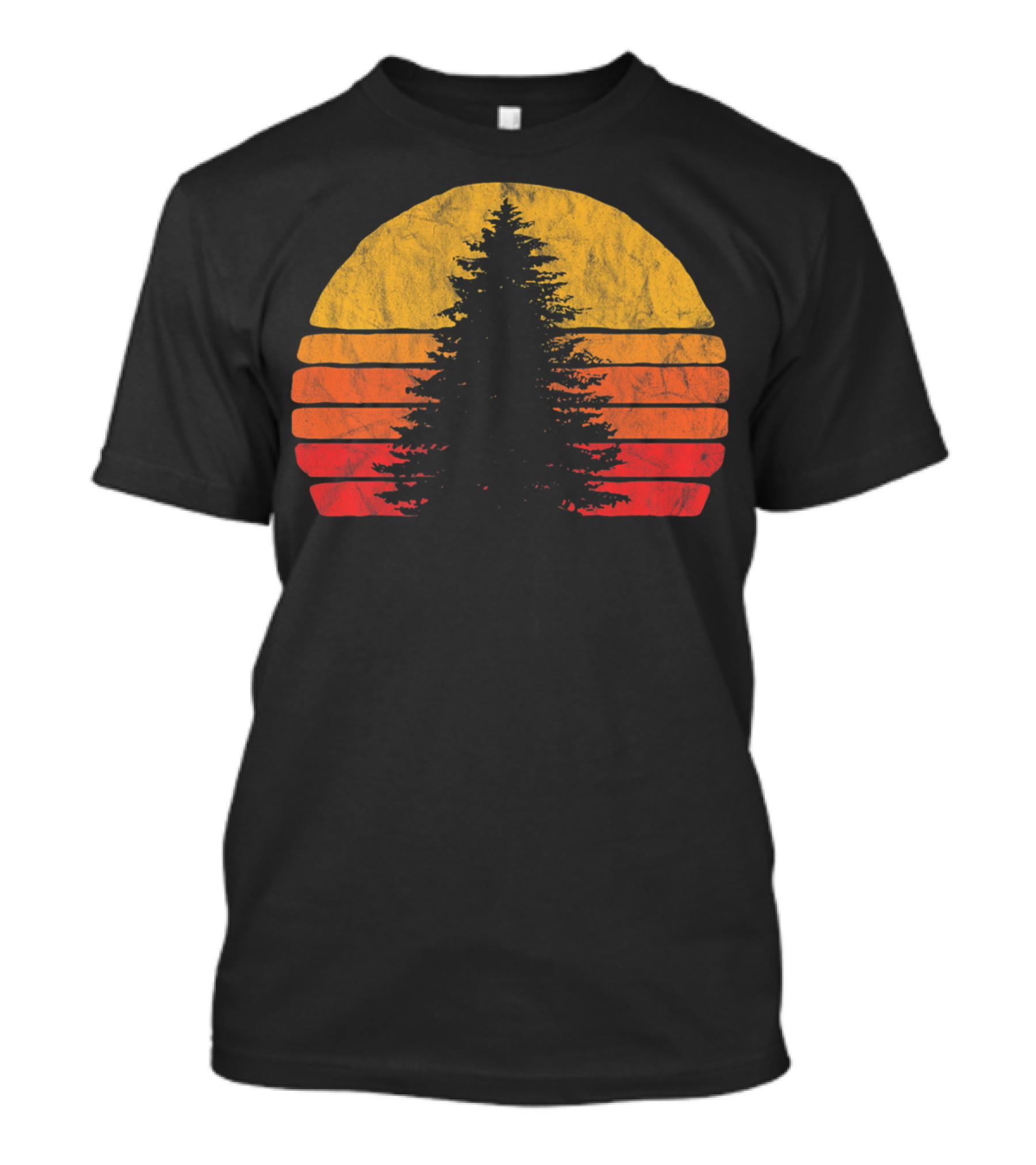 Retro Sunset Pine Tree Silhouette Minimalist T-Shirt