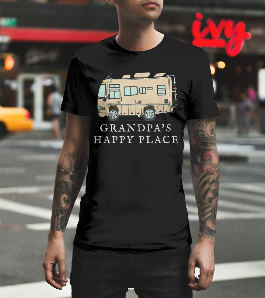 RV Grandpa's Happy Place Motorhome Adventure T-Shirt