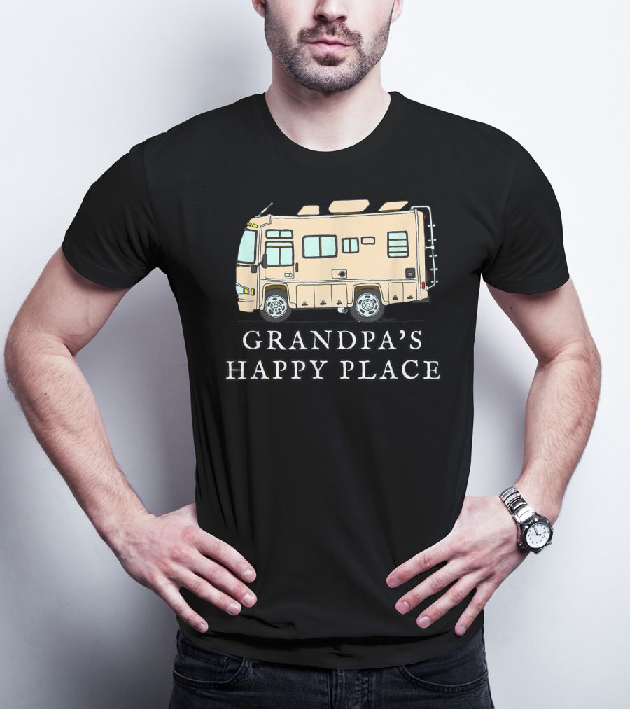 RV Grandpa's Happy Place Motorhome Adventure T-Shirt