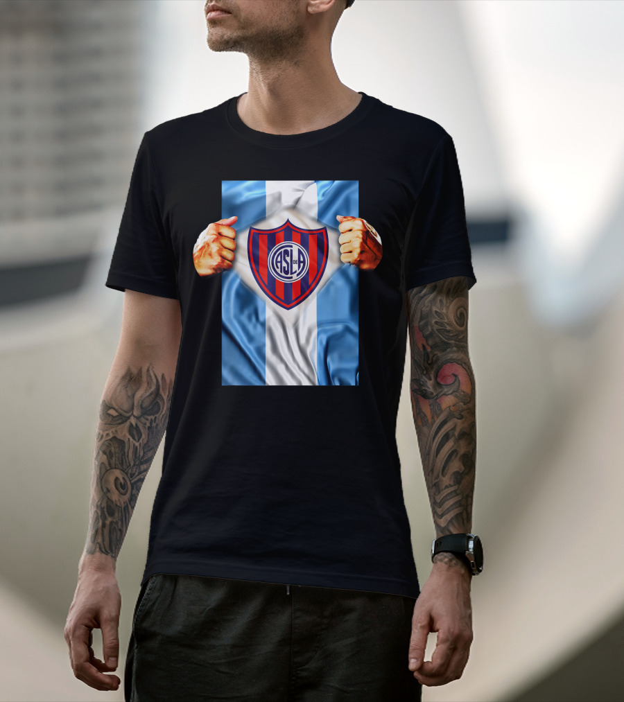 San Lorenzo Heartbeat ASL De Football Soccer Fans Logo Emblem T-Shirt
