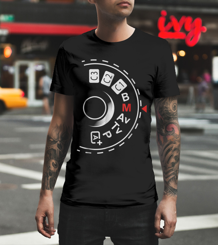 Photography Mode Dial B A M Av Tv P Iconography For Manual Shoot Enthusiasts T-Shirt