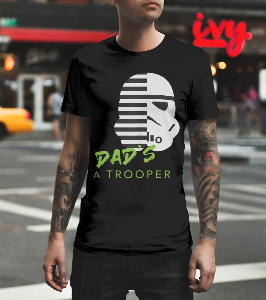 Star Wars Stormtrooper Dad's A Trooper Black And White Helmet T-Shirt