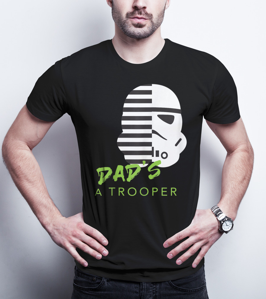 Star Wars Stormtrooper Dad's A Trooper Black And White Helmet T-Shirt