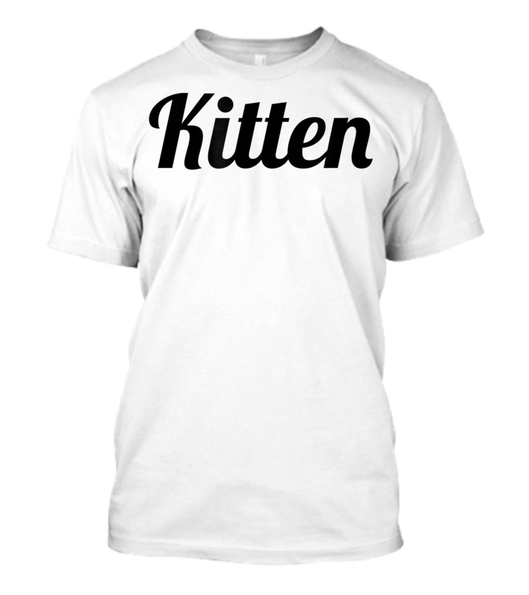Kitten Curved Script Black On Black Minimalist T-Shirt