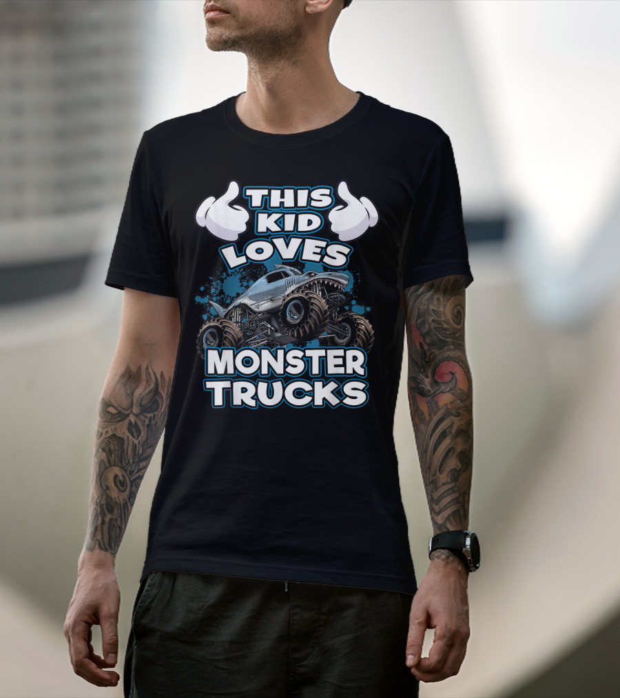 This Kid Loves Monster Trucks And Shark-Themed Off-Road Vehicles T-Shirt