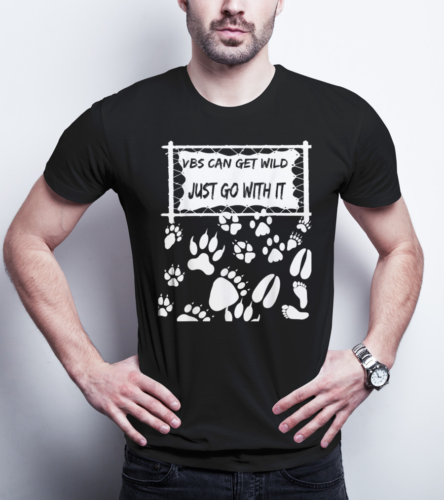 VBS Can Get Wild Just Go With It Animal Footprints Fence T-Shirt
