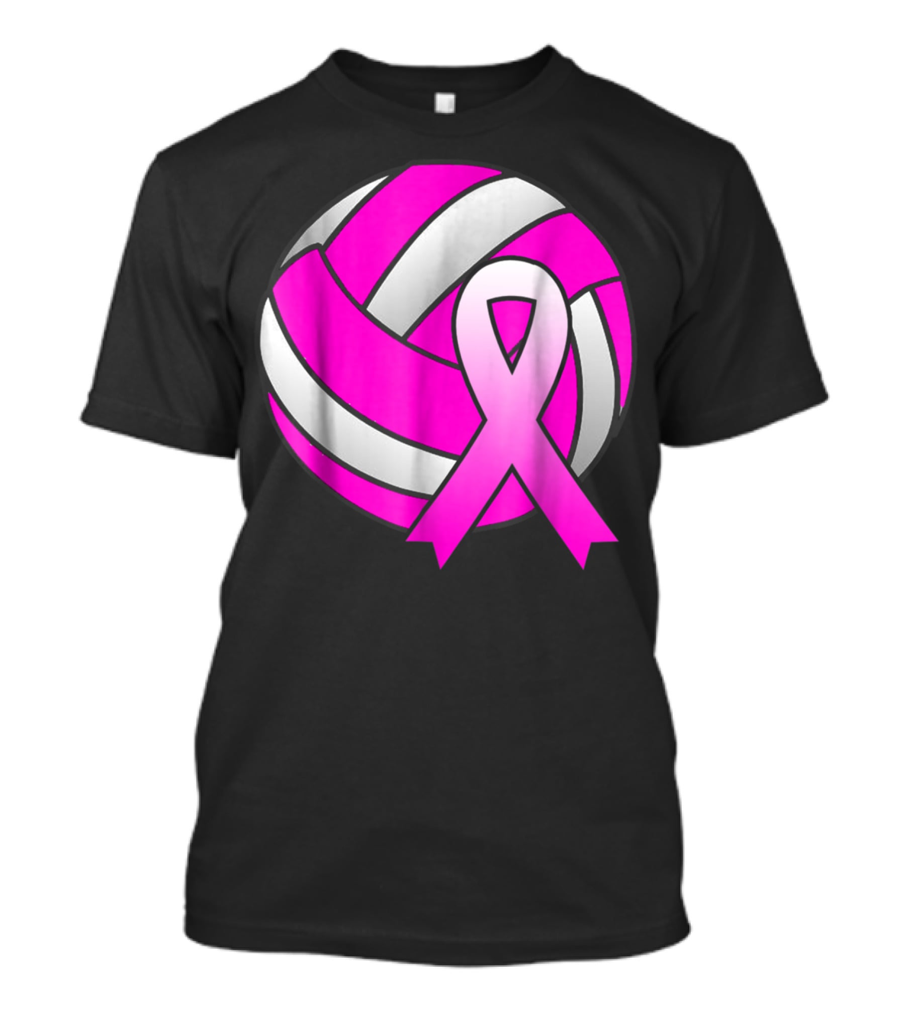 Volleyball Pink Ribbon Breast Cancer Awareness Symbol On Ball T-Shirt