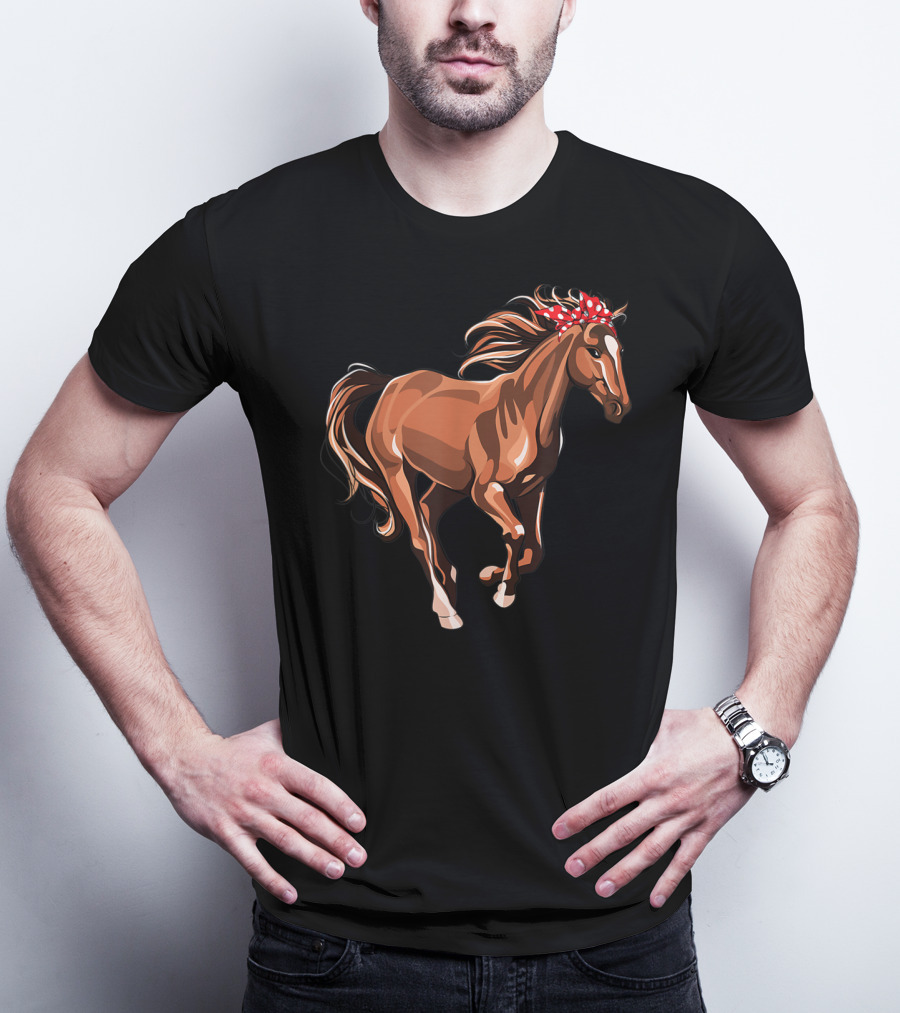 Funny Horse Mom Red Bandana T-Shirt