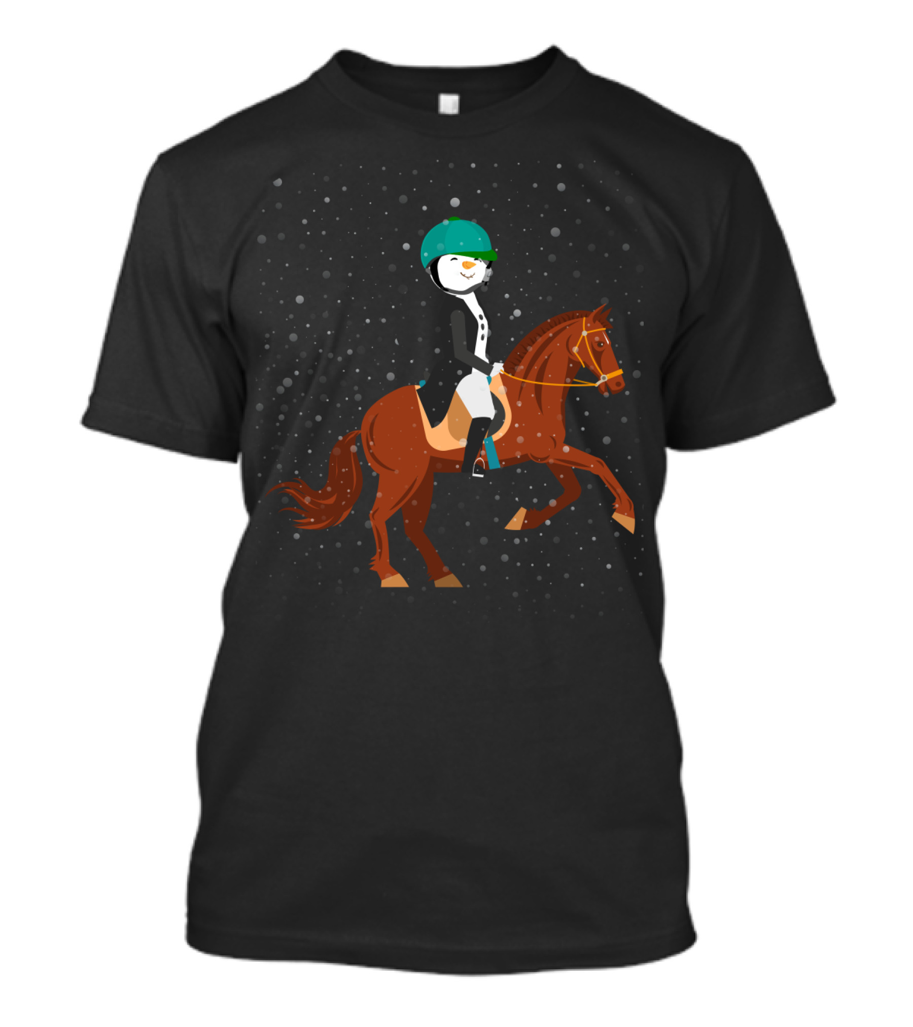 Funny Snowman Horse Riding In Winter Wonderland T-Shirt