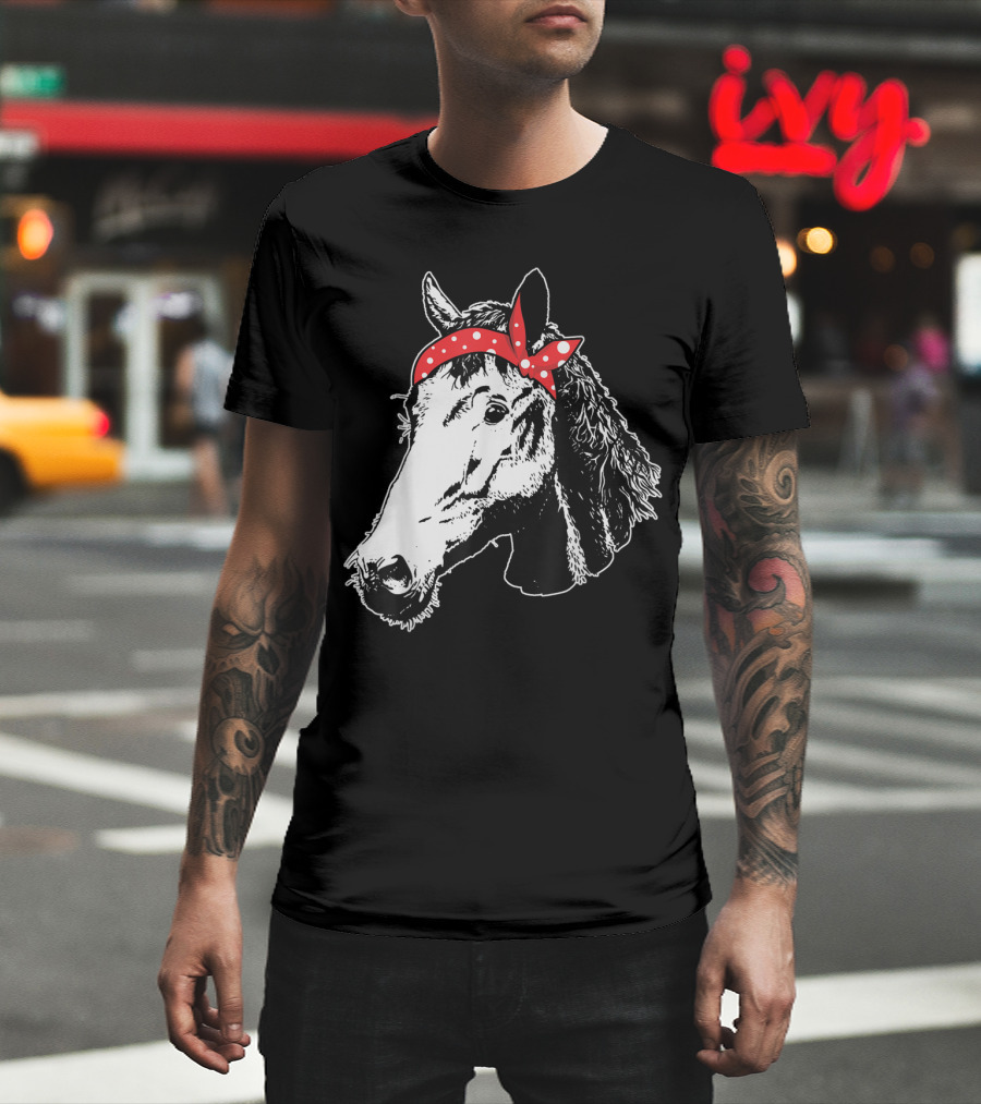 Funny Horse Red Bandana I Love Horse T-Shirt