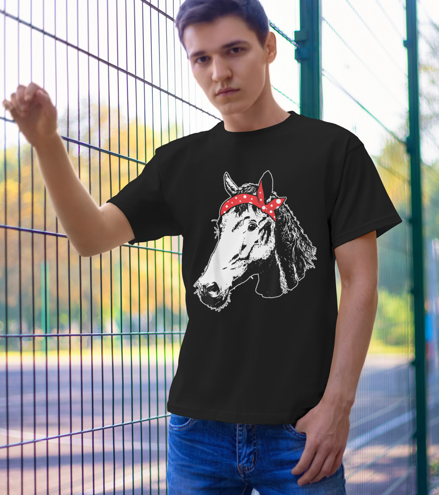 Funny Horse Red Bandana I Love Horse T-Shirt