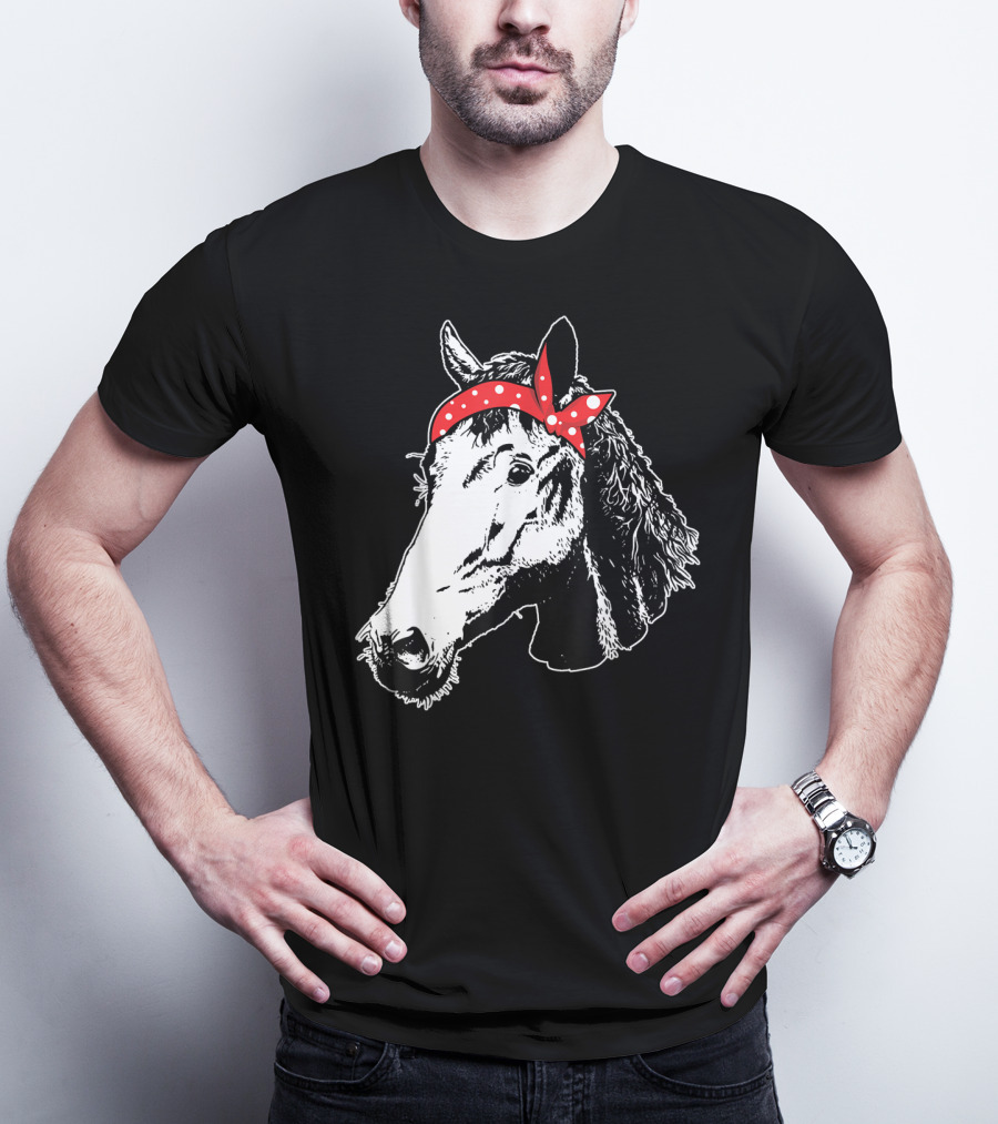 Funny Horse Red Bandana I Love Horse T-Shirt
