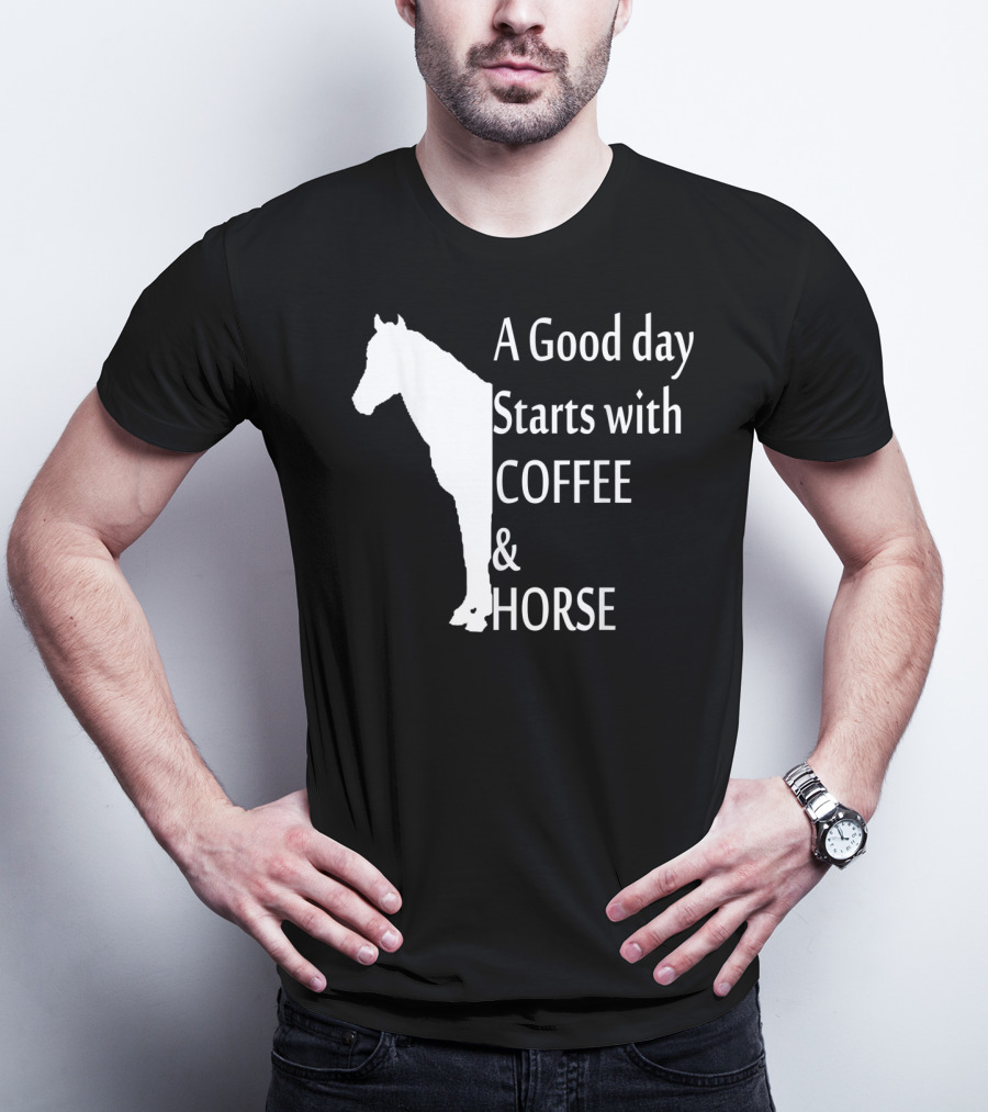 A Good Day Starts With Coffee And Horse Funny Orange Horse Lover T-Shirt