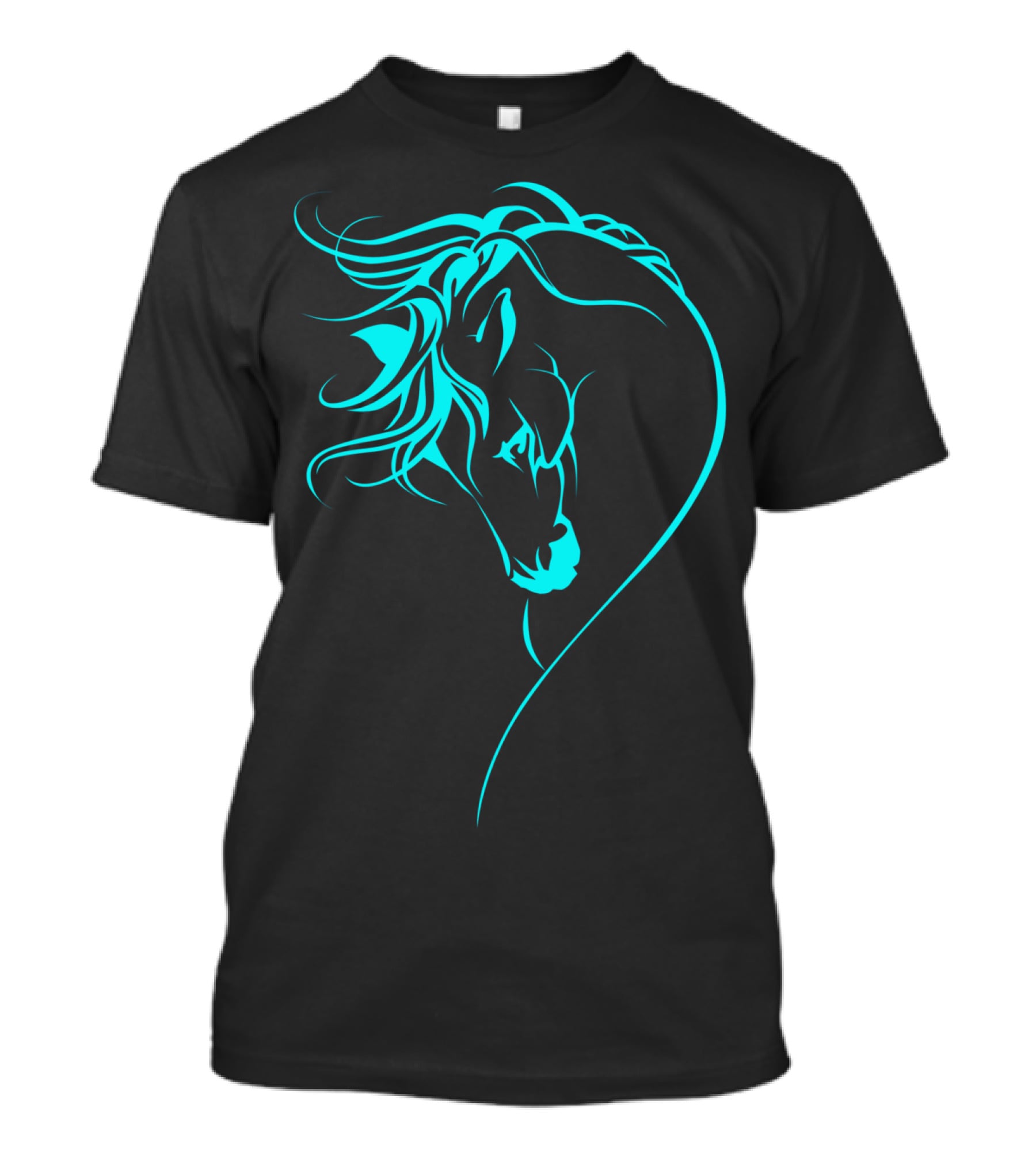 Glowing Horse Beautiful Horses Blue Neon T-Shirt