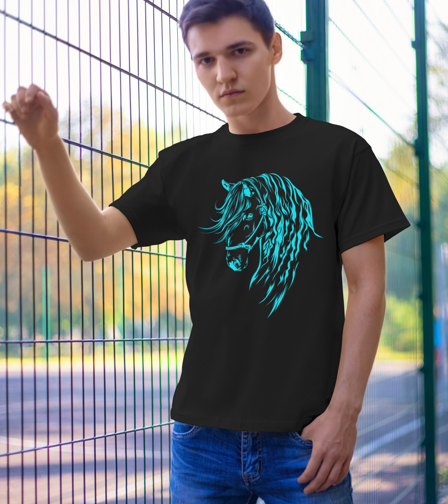 Glowing Forelock Horse Blueprint T-Shirt