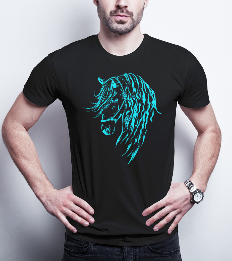 Glowing Forelock Horse Blueprint T-Shirt