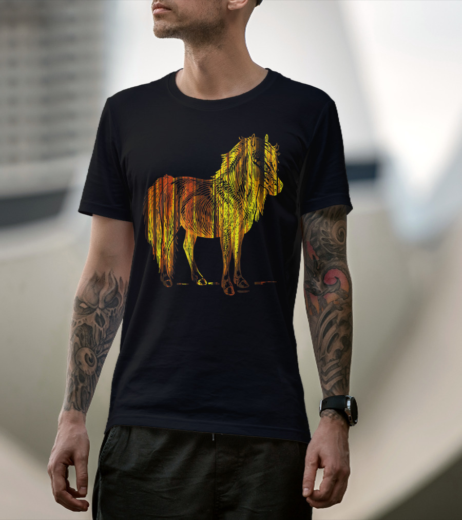 Golden Sparkling Horse Illuminated Elegance T-Shirt