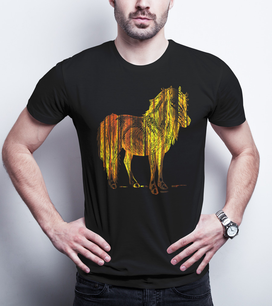 Golden Sparkling Horse Illuminated Elegance T-Shirt