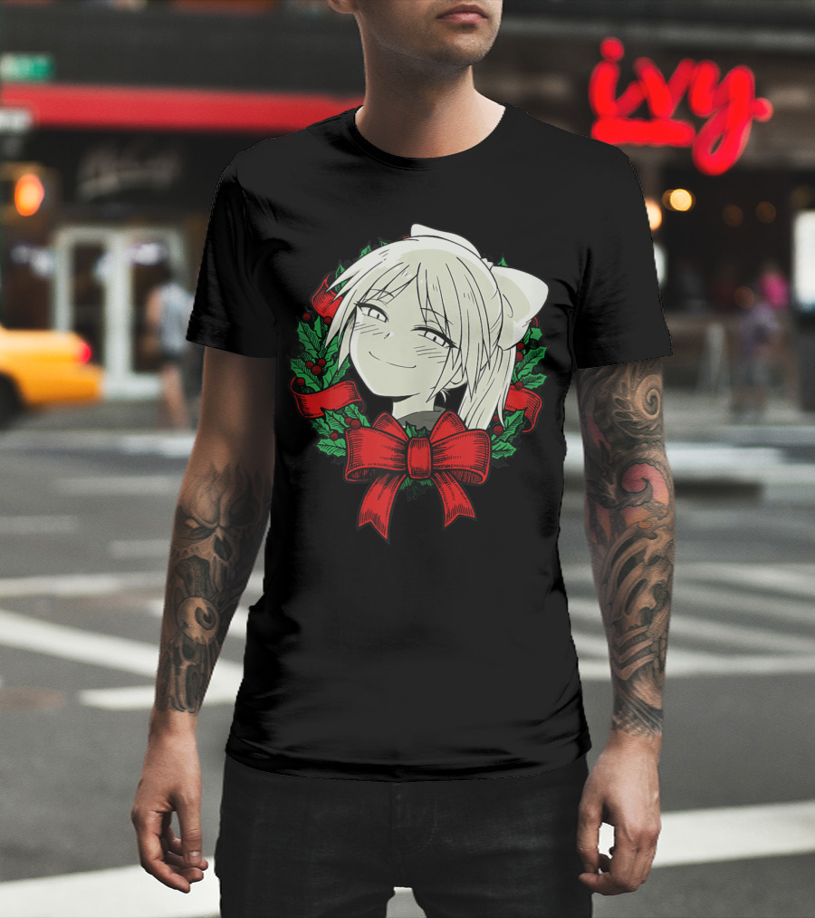 Funny Merry Christmas Manga Classic Wreath Happy T-Shirt