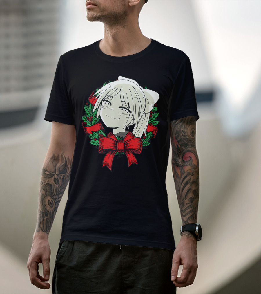 Funny Merry Christmas Manga Classic Wreath Happy T-Shirt