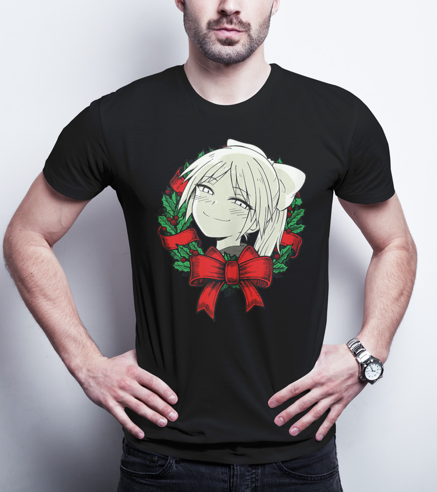 Funny Merry Christmas Manga Classic Wreath Happy T-Shirt