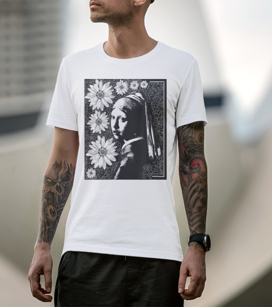 Girl With A Pearl Earring Floral T-Shirt