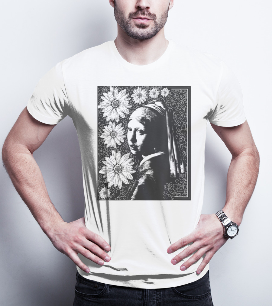 Girl With A Pearl Earring Floral T-Shirt