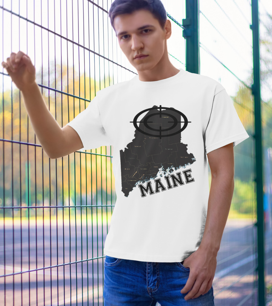 Maine Maps Classic Vintage Fun Target Overlay T-Shirt