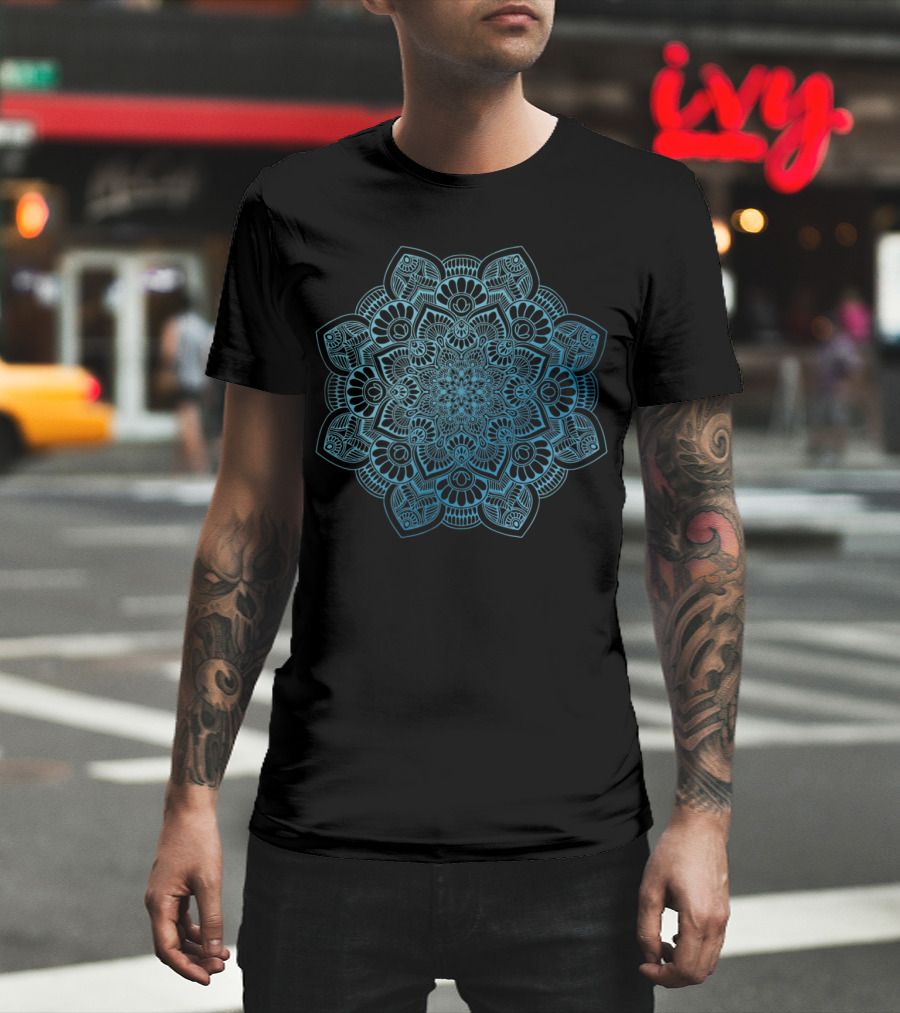 Mandala Flower Classic Blue T-Shirt