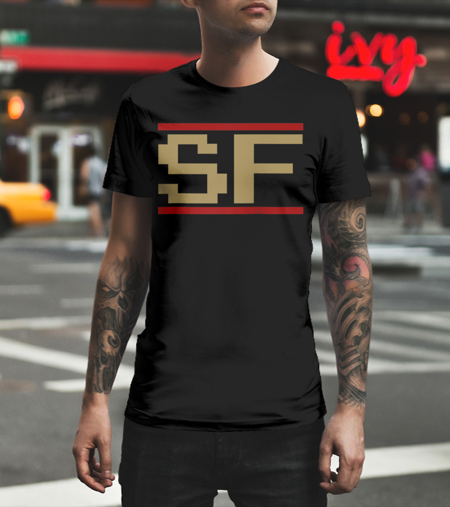 San Francisco SF Classic Football Video Game Font MK T-Shirt
