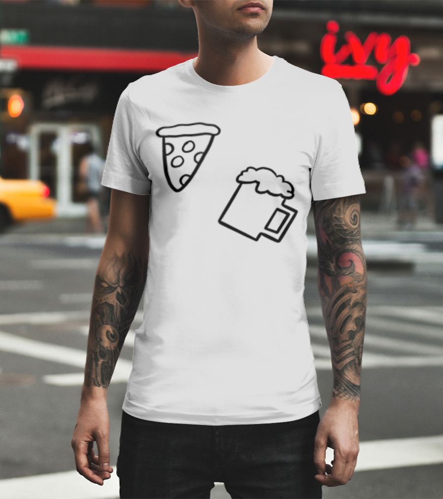 Simple Best Casual Beer And Pizza Icons T-Shirt