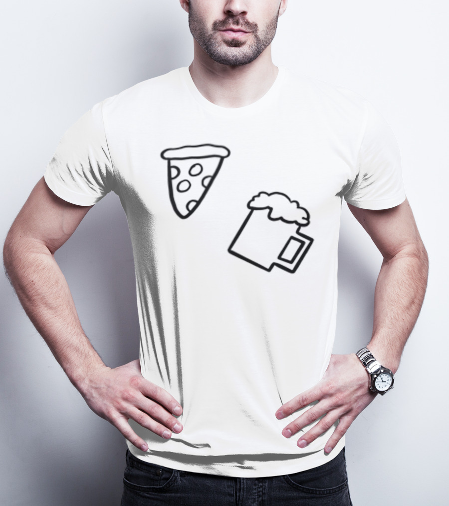 Simple Best Casual Beer And Pizza Icons T-Shirt