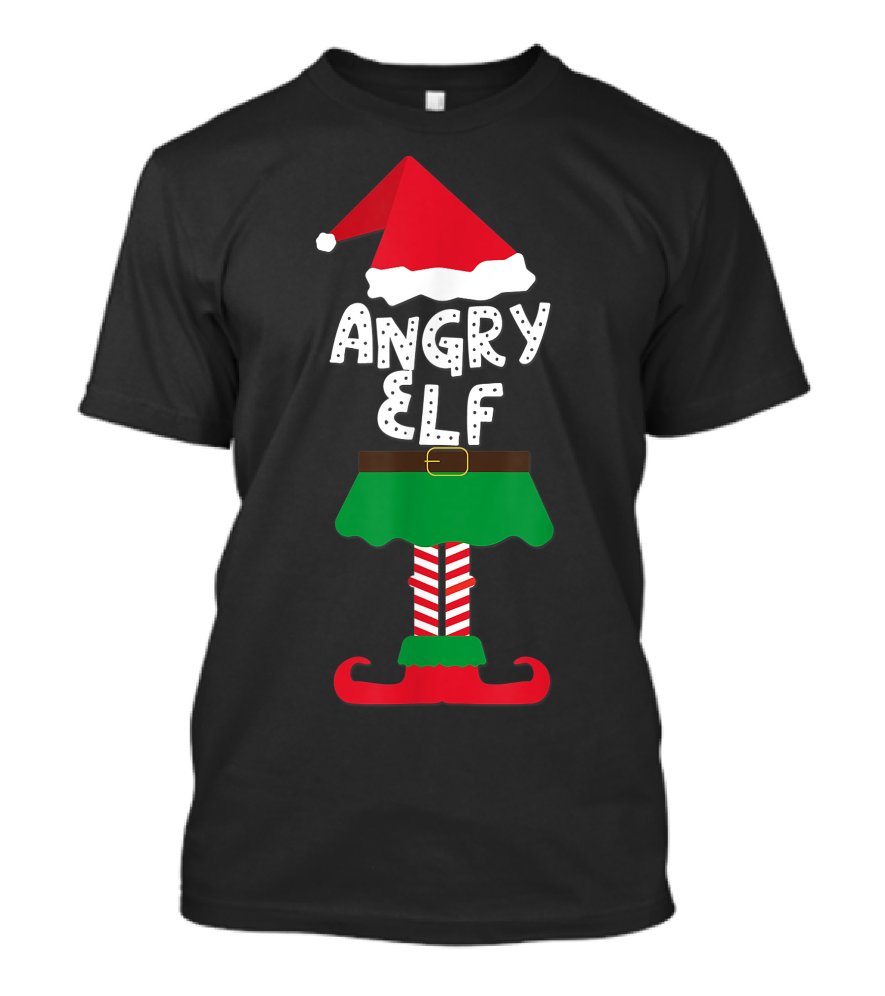 Angry Elf Santa Hat And Costume Family Matching Kids Holiday T-Shirt