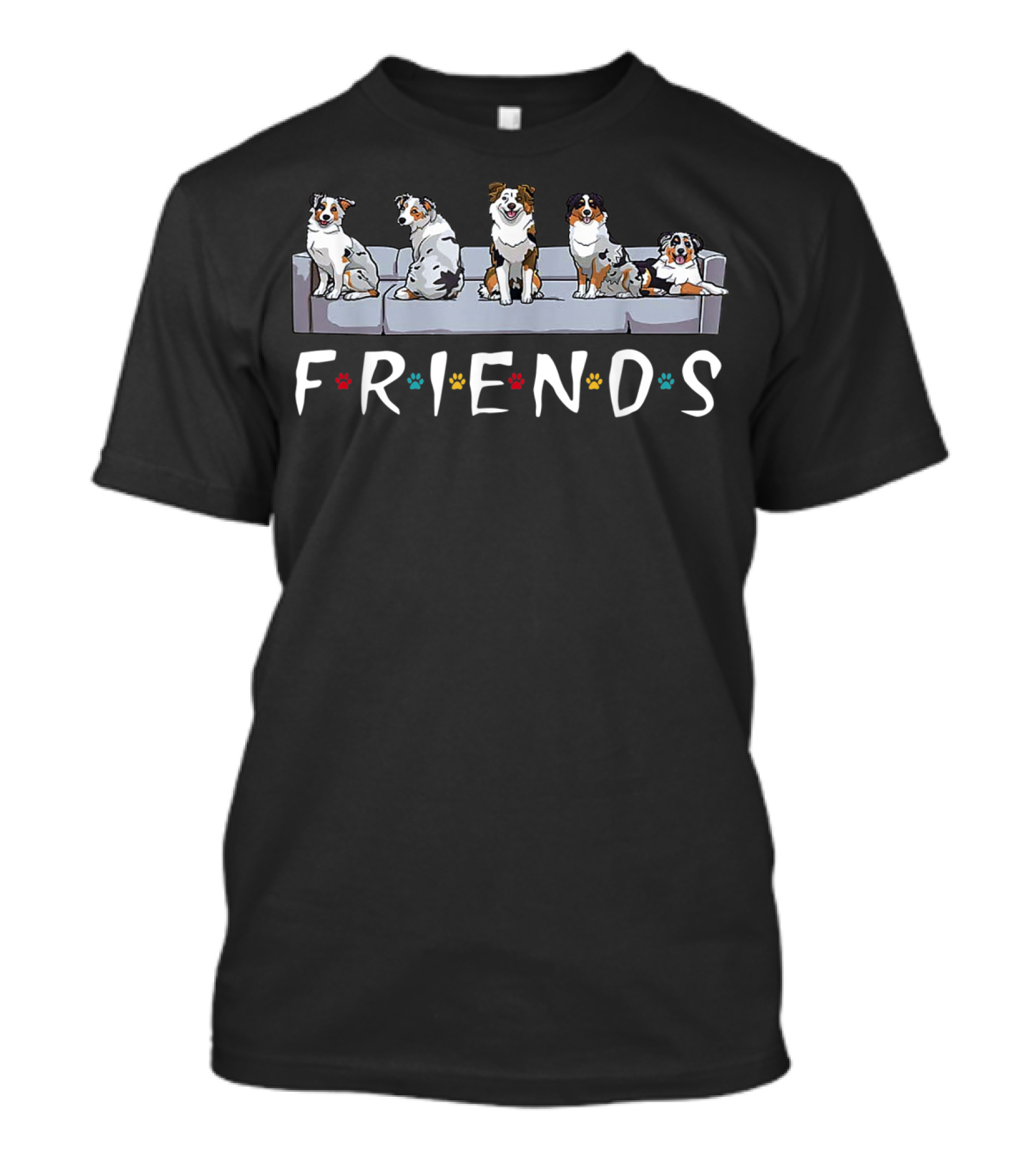 FRIENDS Australian Shepherds On Couch T-Shirt