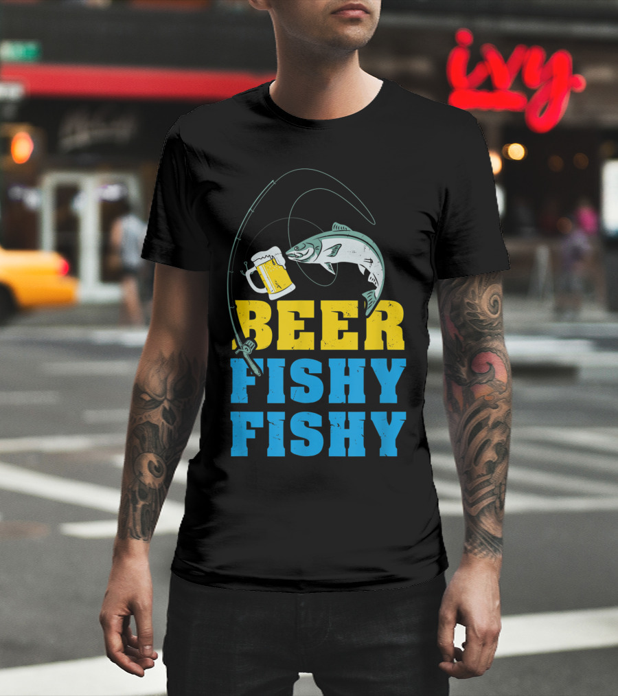 Beer Fishy Fishy Funny Drinking And Fishing Rod Fish Beer Mug T-Shirt