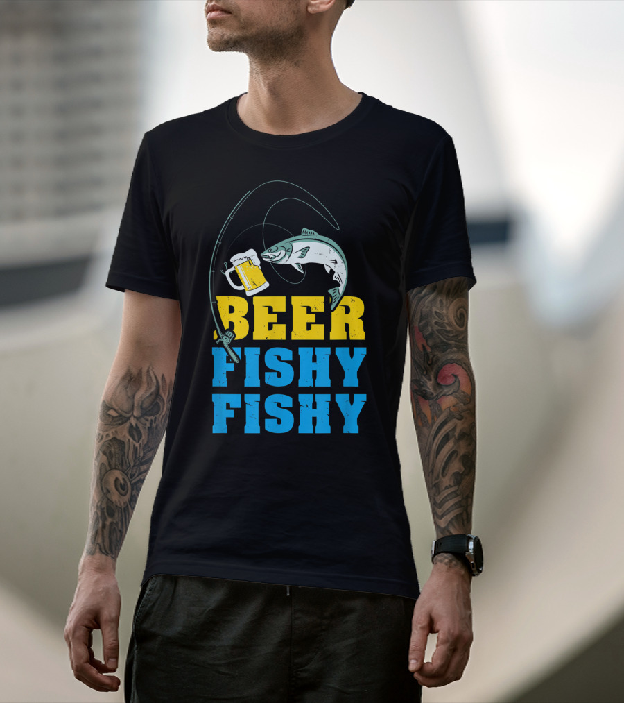 Beer Fishy Fishy Funny Drinking And Fishing Rod Fish Beer Mug T-Shirt