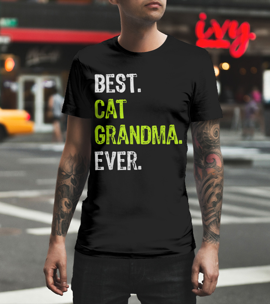 Best Cat Grandma Ever Retro Funny Grandmother T-Shirt