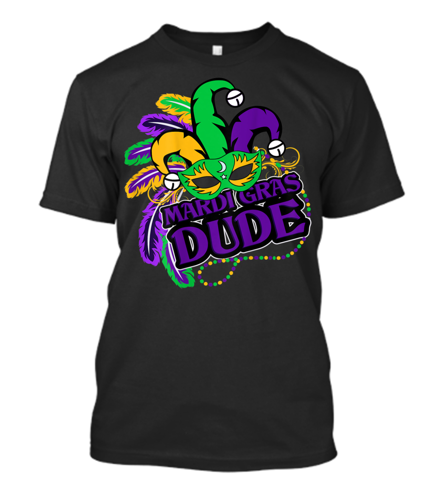 Mardi Gras Dude Kids Feather Mask Jester Hat Purple T-Shirt