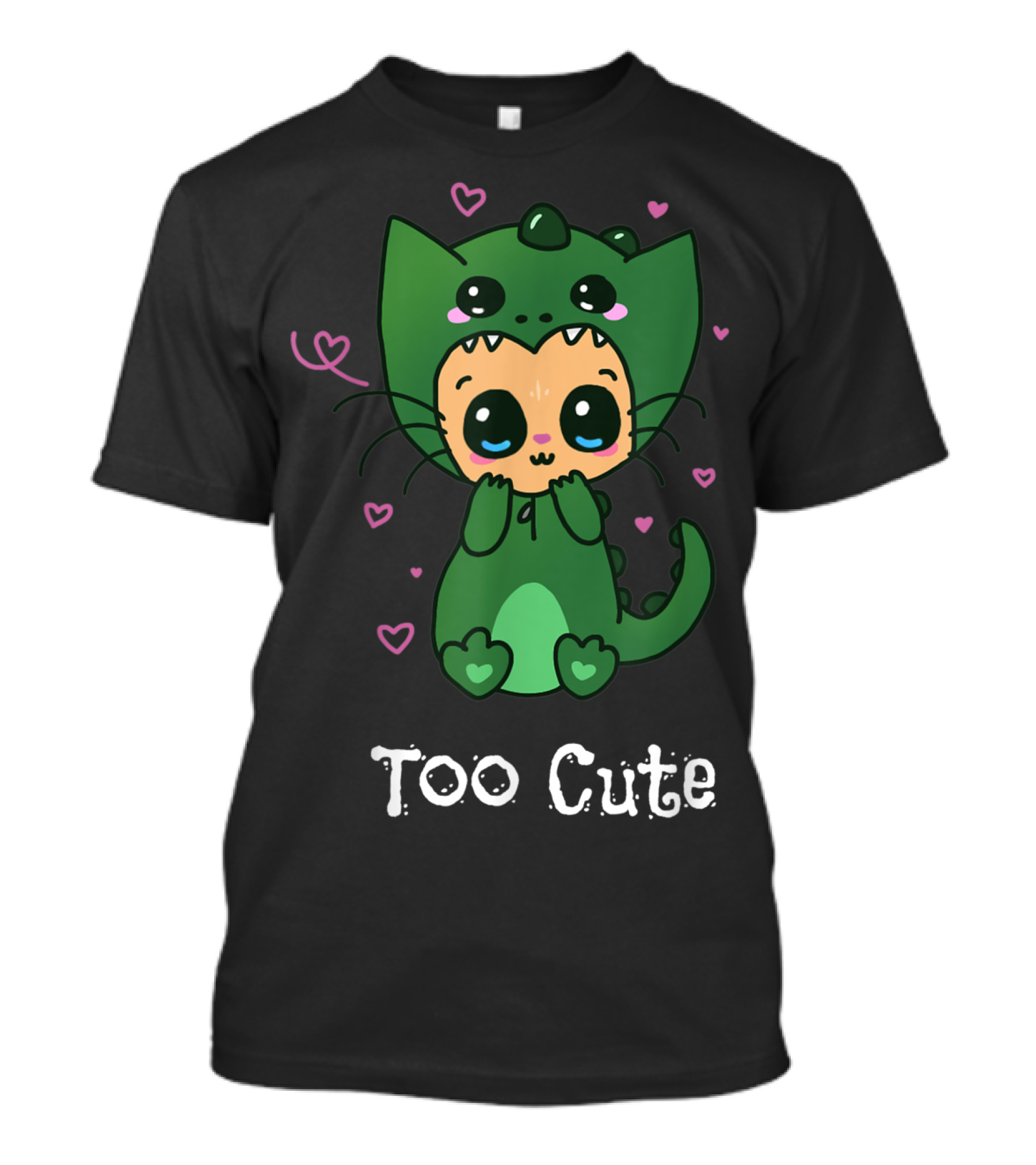 Too Cute Anime Chibi Kitten Dinosaur T-Shirt