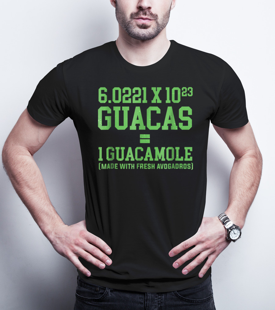 6.0221 X 10^23 Guacas Equals 1 Guacamole Made With Fresh Avogadros T-Shirt