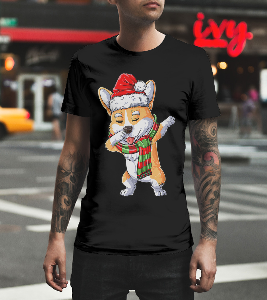 Corgi Santa Dabbing Christmas Girls Scarf T-Shirt