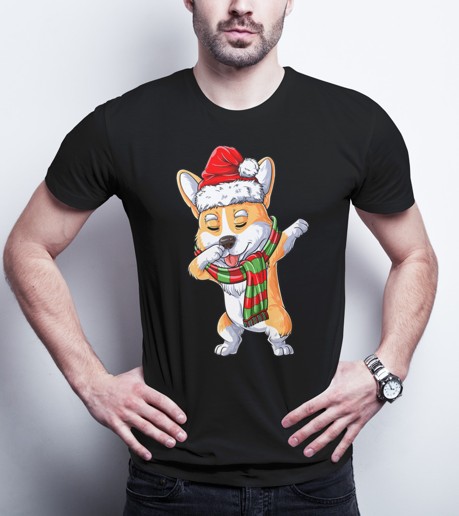 Corgi Santa Dabbing Christmas Girls Scarf T-Shirt