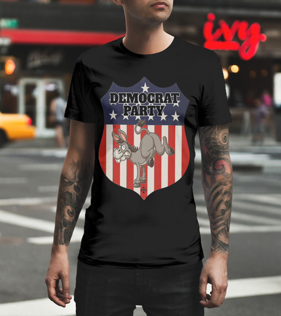 Democrat Party Shield Stars And Stripes Donkey T-Shirt